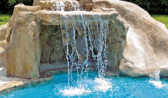 Rock Waterfall Swimming Pool Slides In San Diego ☎️Artificial Rock ...